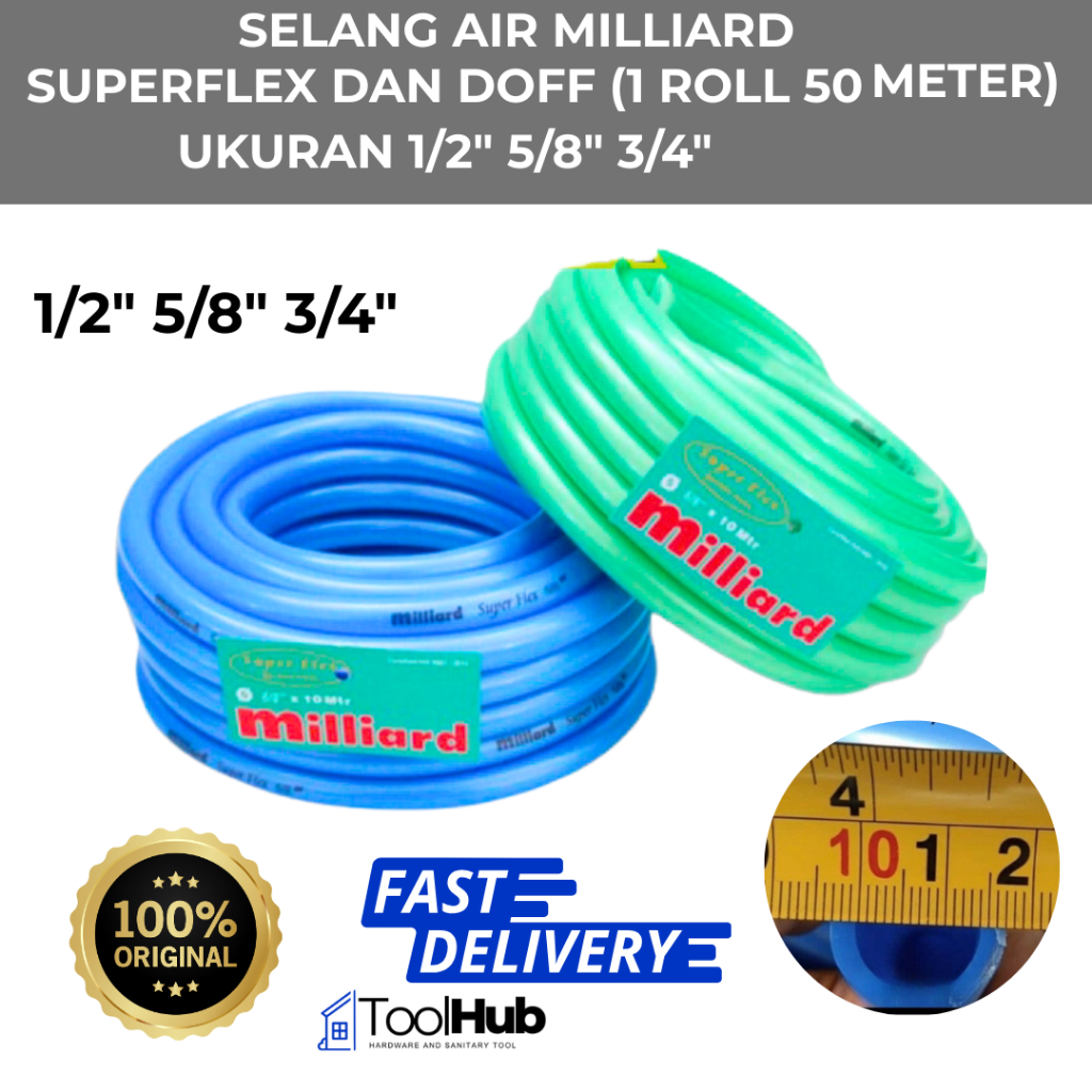 Jual Selang air 1 ROLL 1/2" 5/8" dan 3/4" inch MILLIARD SUPERFLEX ...