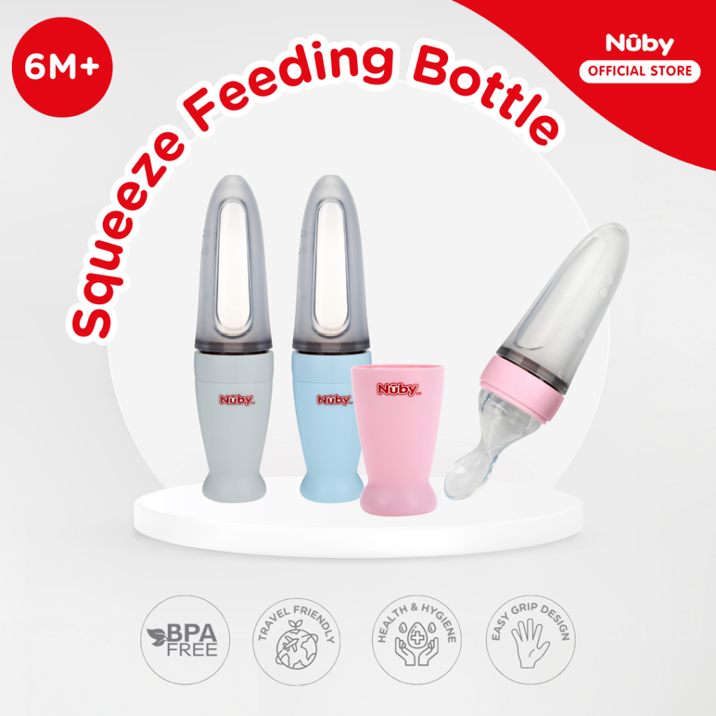 Jual Nuby Silicone Squeeze Feeder Spoon | Sendok Botol Makan MPASI Bayi 90mL | Shopee Indonesia