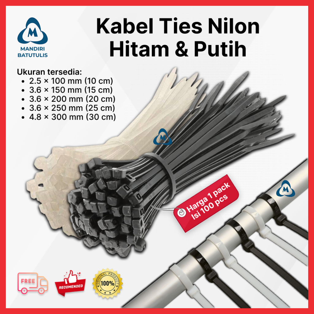 Jual Kabel Ties Nylon Nilon Hitam & Putih - Cable Tie Pengikat ...