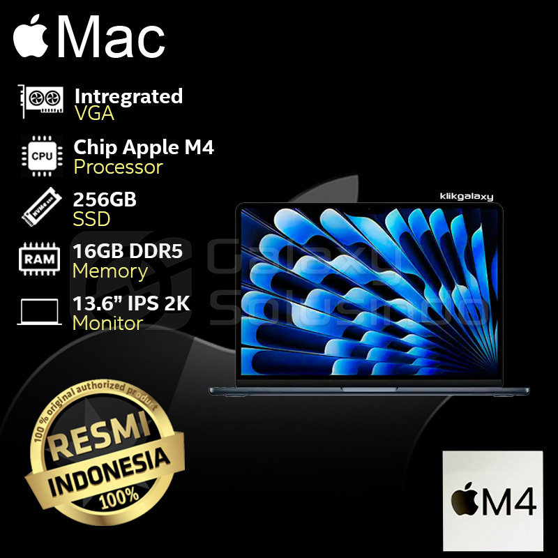 Jual APPLE MacBook Air M4 Chip 2024 13 Inch 256GB SSD 16GB RAM - Midnight Notebook Laptop - GW ...