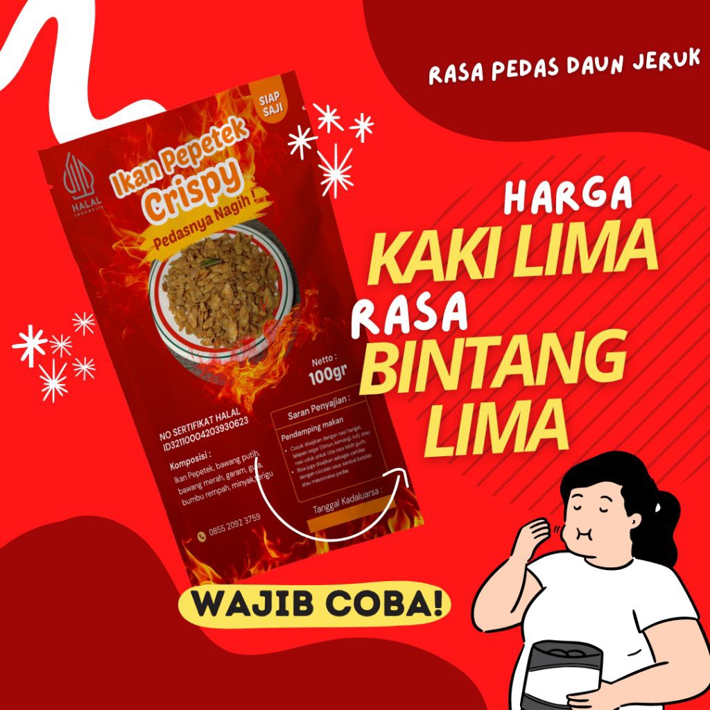 Jual IKAN Pepetek crispy rasa pedas daun jeruk (100 gr beserta kemasan ...