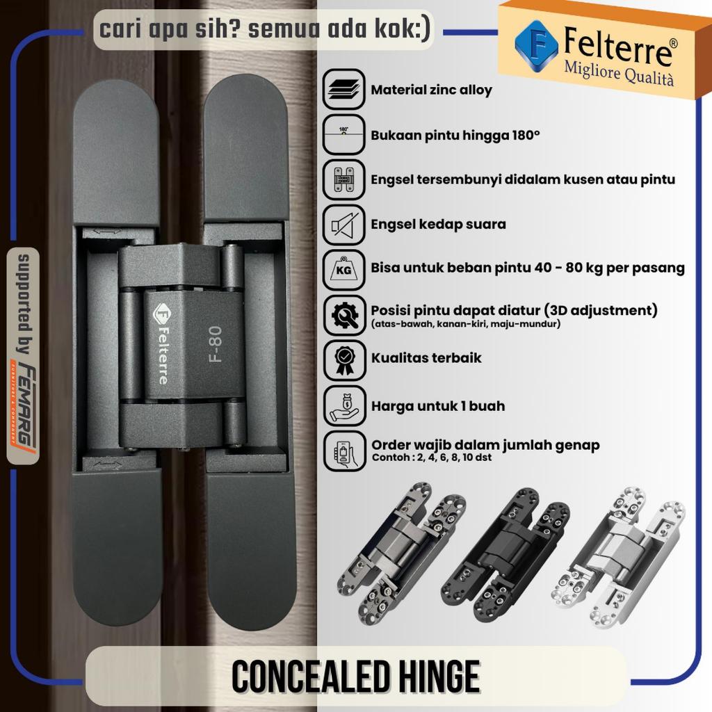 Jual Engsel Tanam Pintu Engsel Concealed Invisible Hinges FELTERRE ...