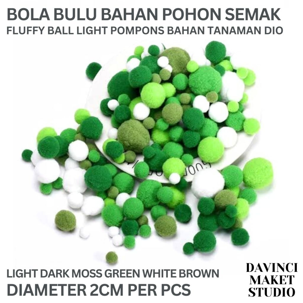 Jual (Pom) Bola Bulu Bahan Perdu Semak Pohon 2cm Maket Miniatur Diorama ...