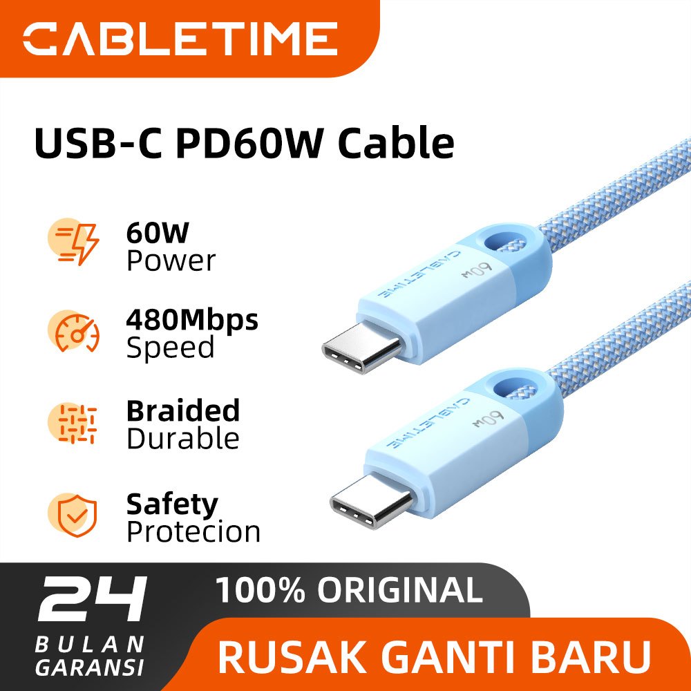 Jual CABLETIME Kabel Data Fast Charging USB Type C to Type C PD 60W Exclusive Series | Shopee ...