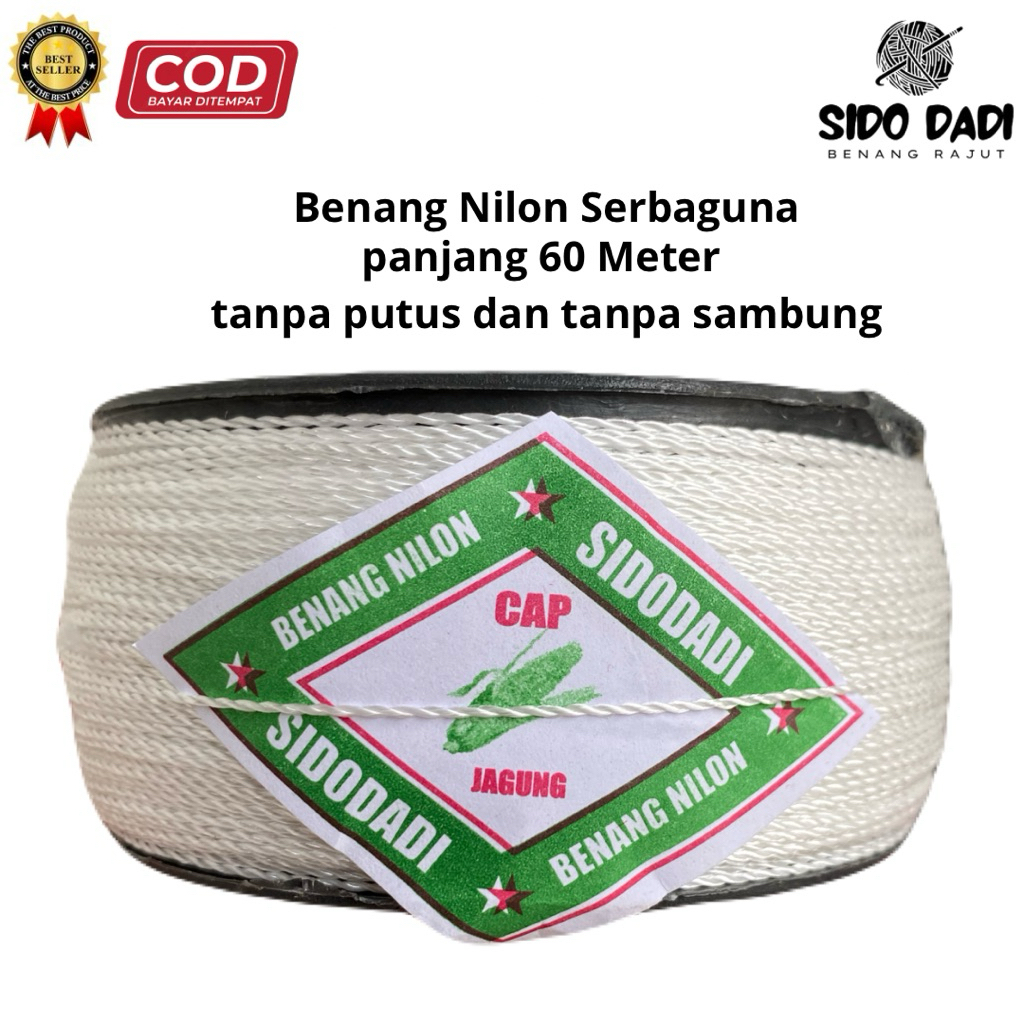 Jual BENANG SOL JUMBO PUTIH 60 METER CAP JAGUNG BENANG BANGUNAN NILON ...