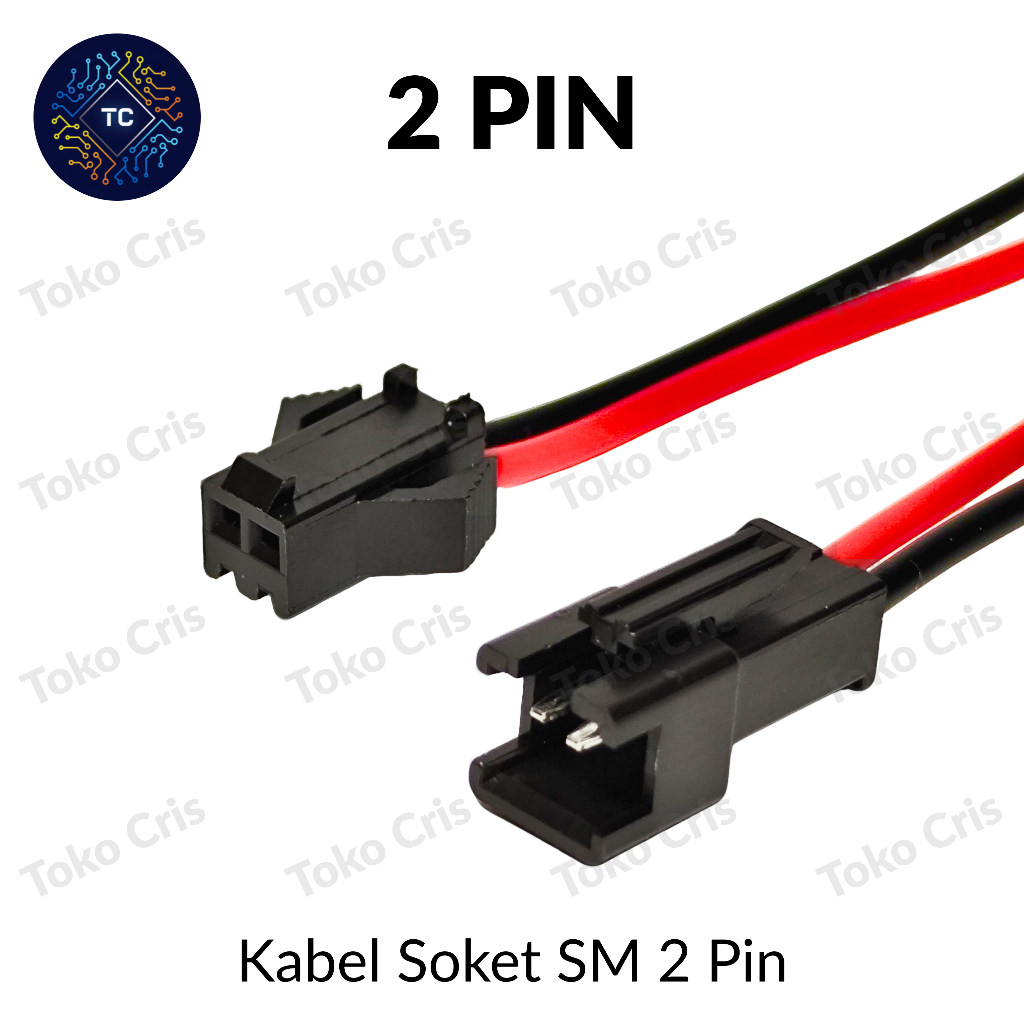 Jual Kabel Soket SM 2 Pin 10 cm AWG 24 / DC Connector SM 2P socket EL ...