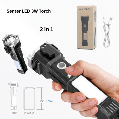 Jual Senter LED 3W Torch | USB Charging | Emergency Light | Outdoor ...
