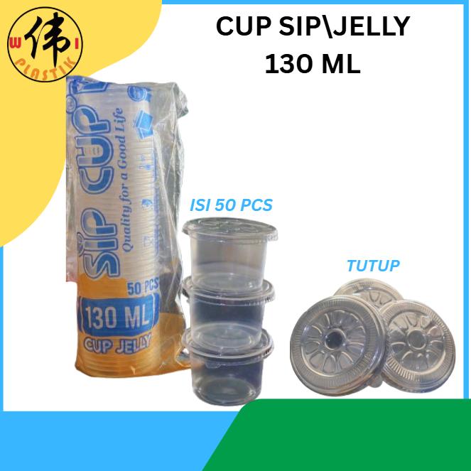 Jual CUP SIP 130ml Jelly Puding Agar isi 50pcs / gelas plastik ice ceram | Shopee Indonesia