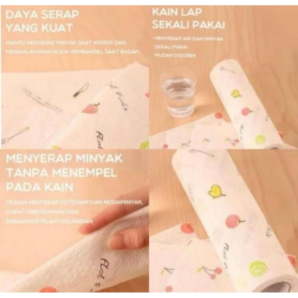 Jual tissue dapur tissue gulung serap minyak bisa dicuci isi 50 lembar tissue dapur satuan ...