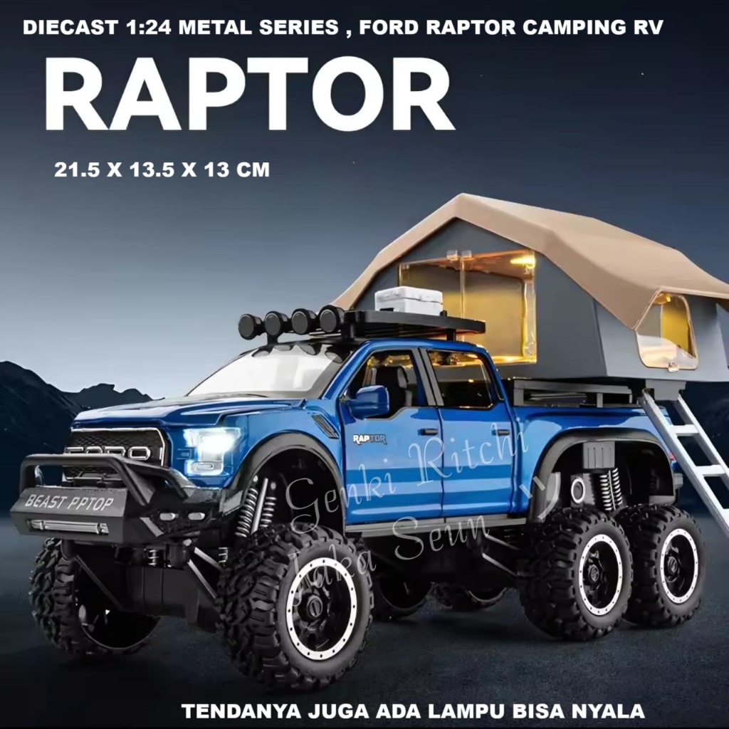 Jual Diecast mobil Ford Raptor F150 Camping RV Skala 1:24 ukuran besar ...