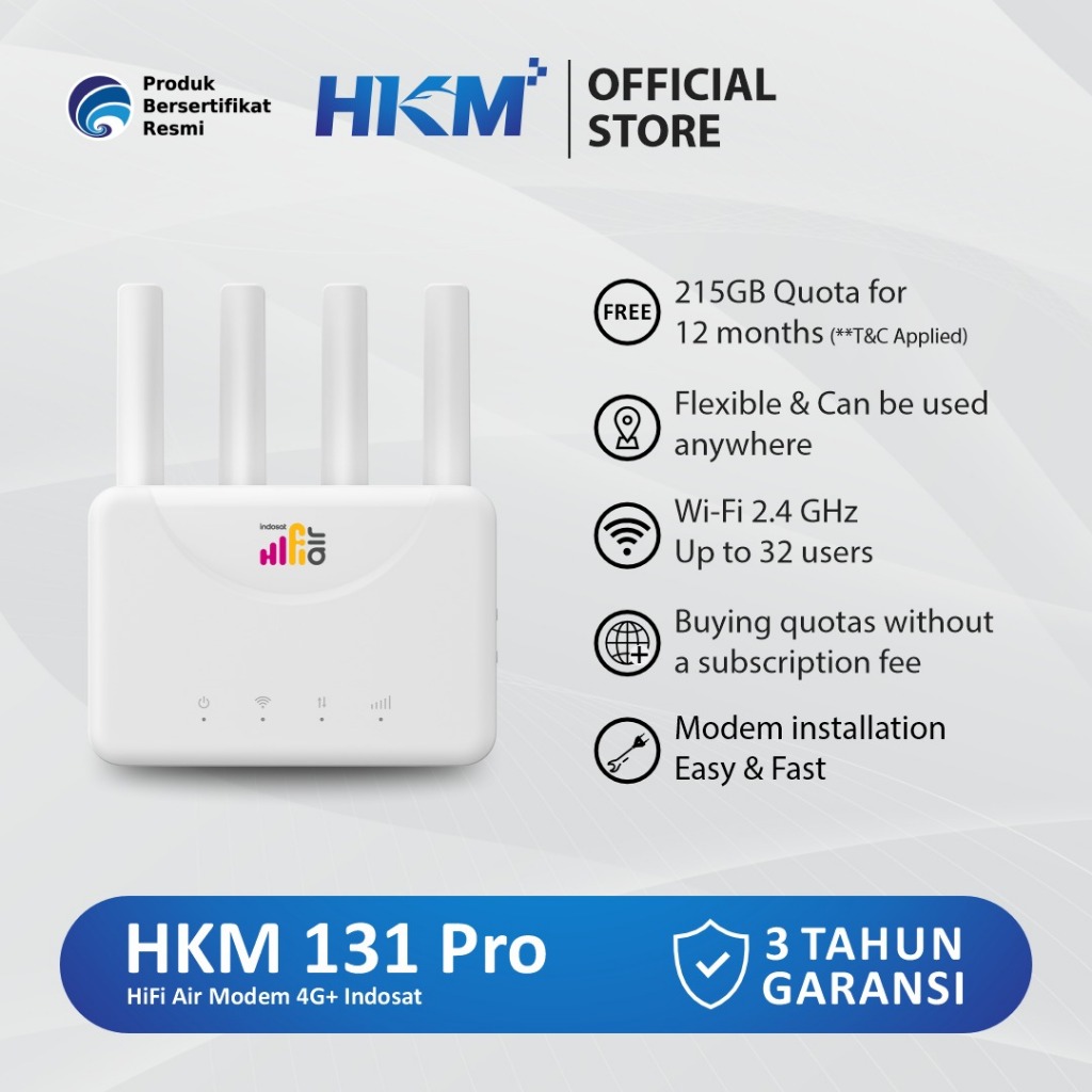 Jual Indosat Hifi Air HKM 131 PRO Wifi Modem Internet 4G LTE 180Gb ...