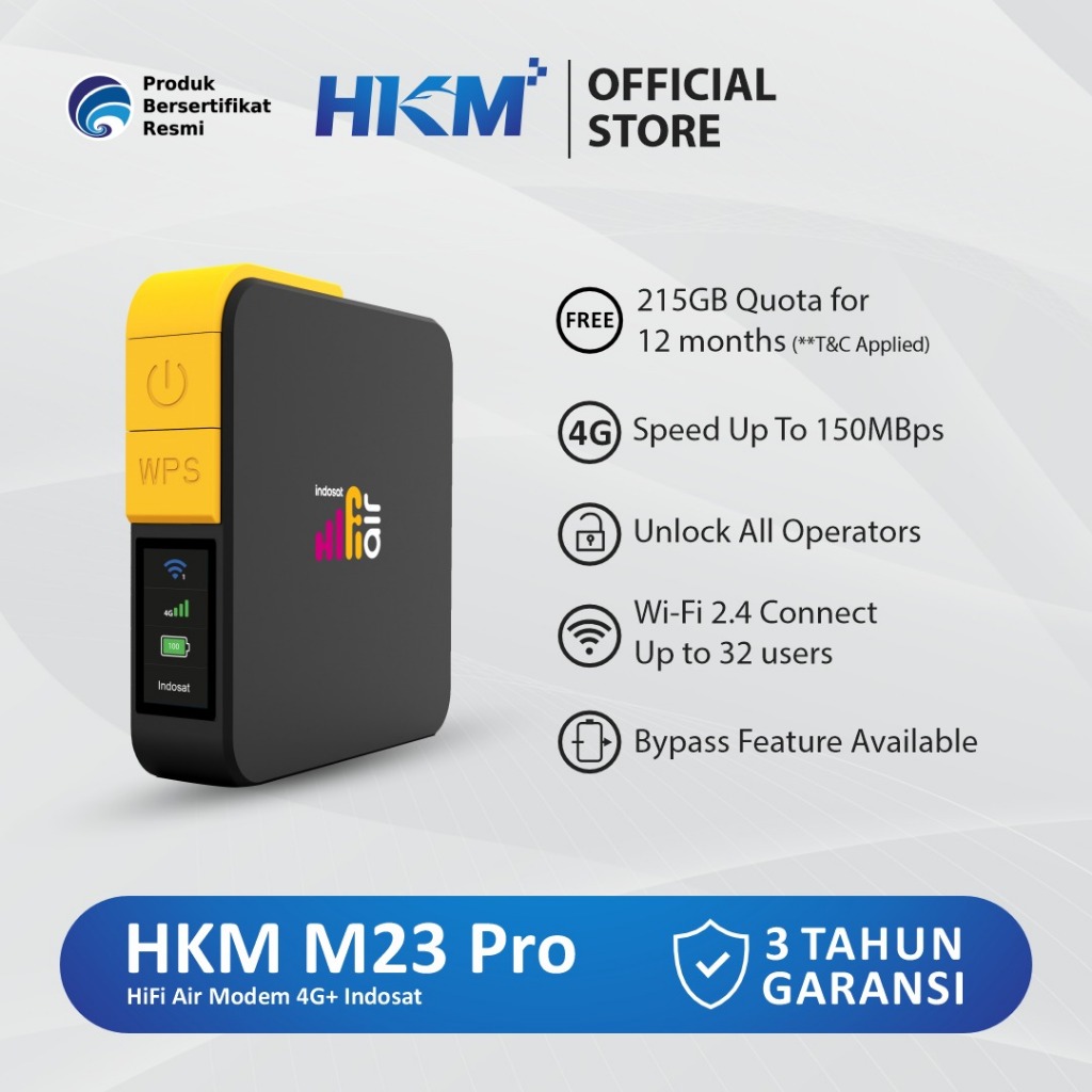 Jual Indosat Hifi Air HKM M23 PRO Wifi Modem Internet 4G LTE 215 Gb ...