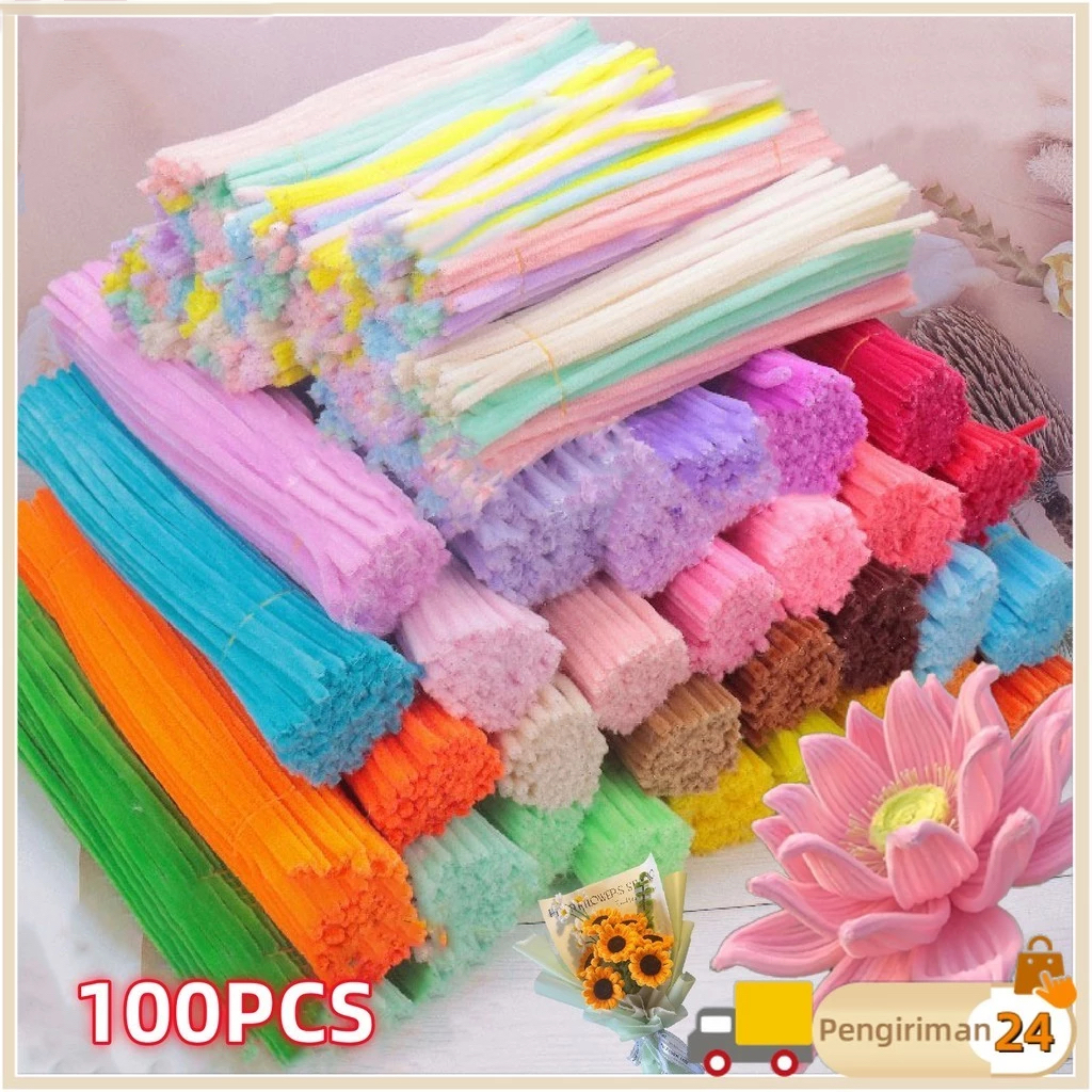 Jual 【100PCS】Kawat Bulu Mercy Polos pipe cleaner Pastel Macaron Diy ...