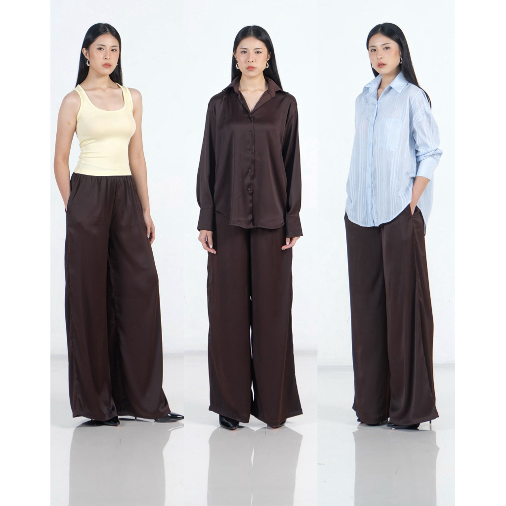 Jual GELSEYROOMS | Carlo Pants | Celana Satin Wanita | Shopee Indonesia