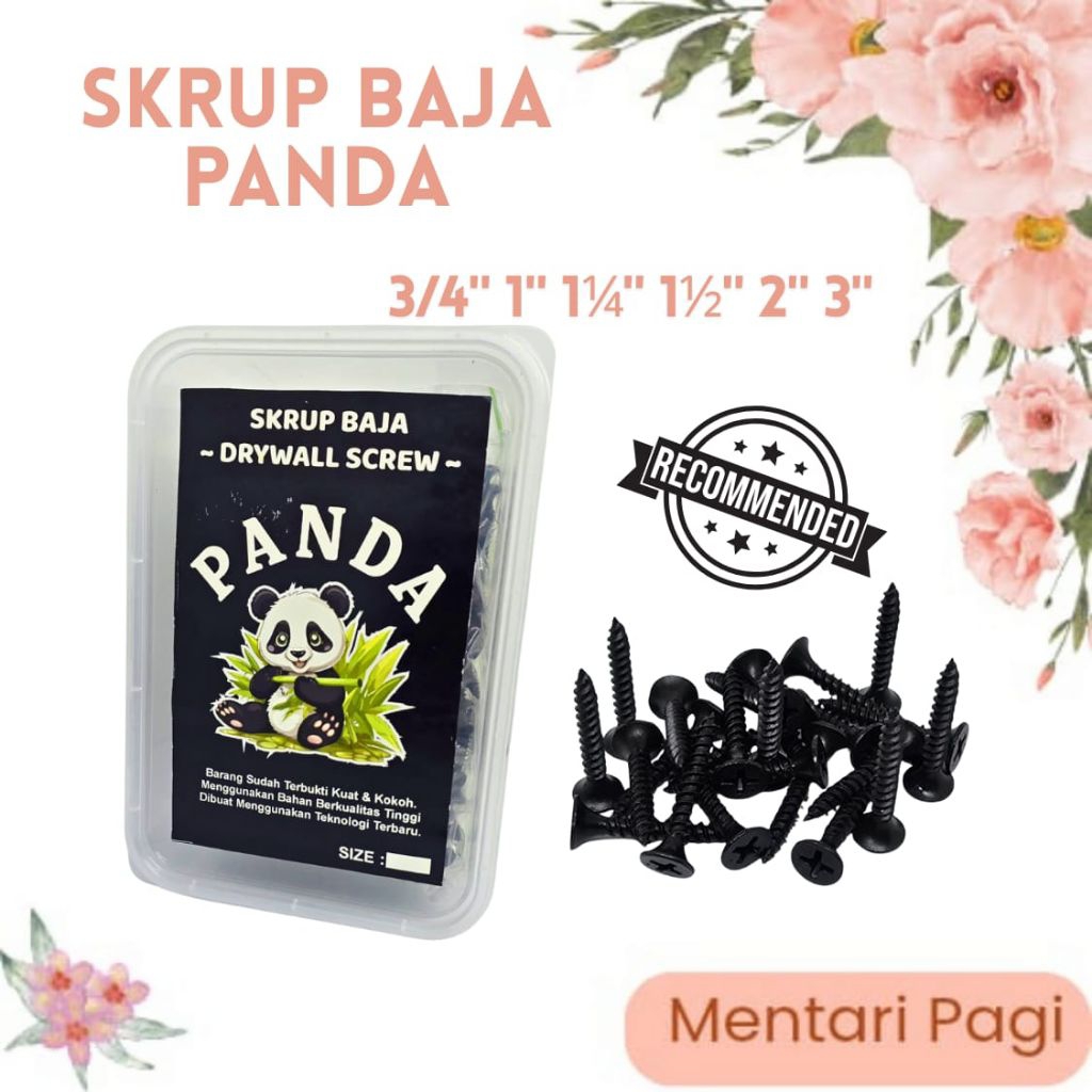 Jual ( 750 Gram )SKRUP Baja Sekrup Gypsum PANDA 3/4" 1" 1¼" 1½" 2" 3 ...