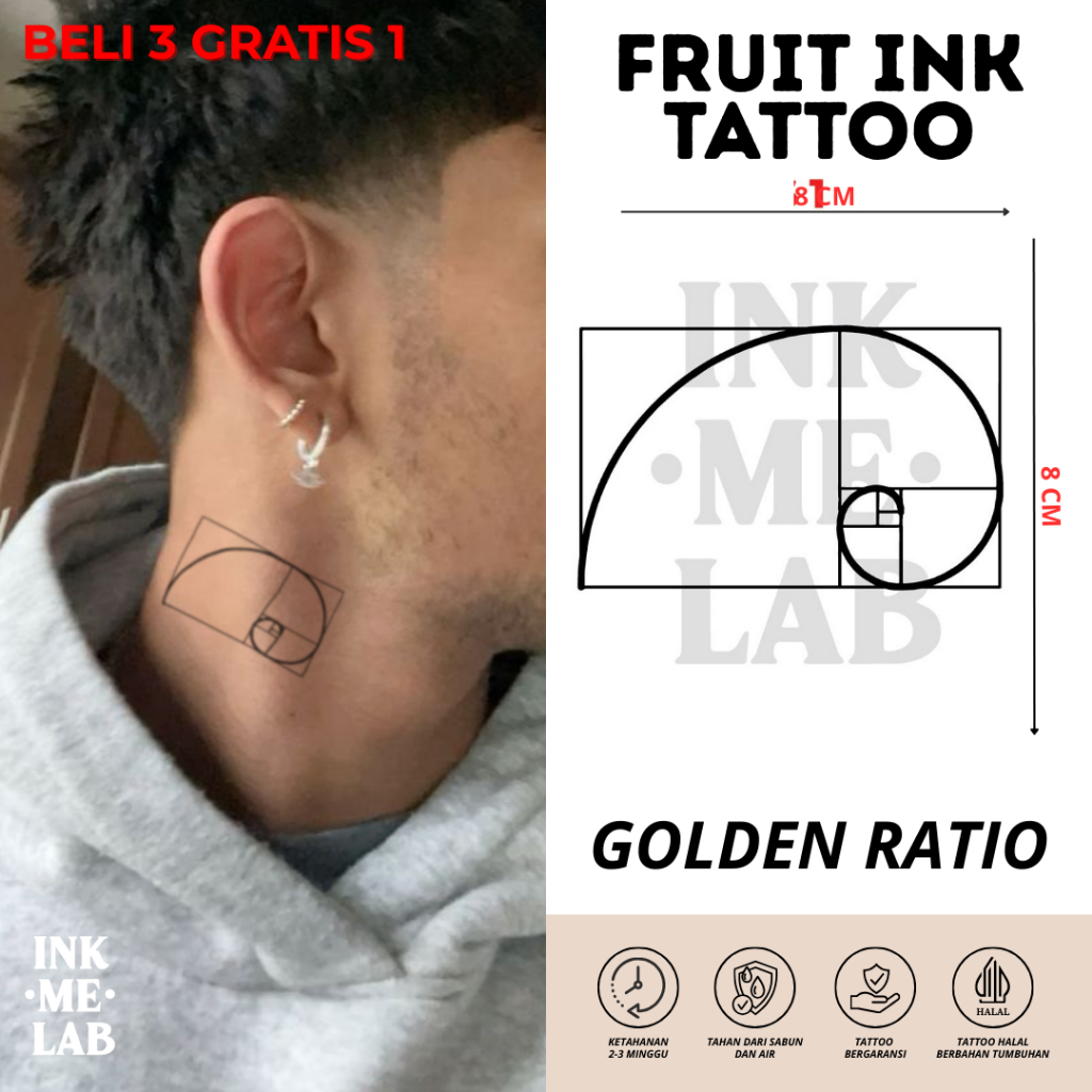 Jual INKMELAB - GOLDEN RATIO Fruit Ink Temporary Tattoo 8X8CM - Tato ...