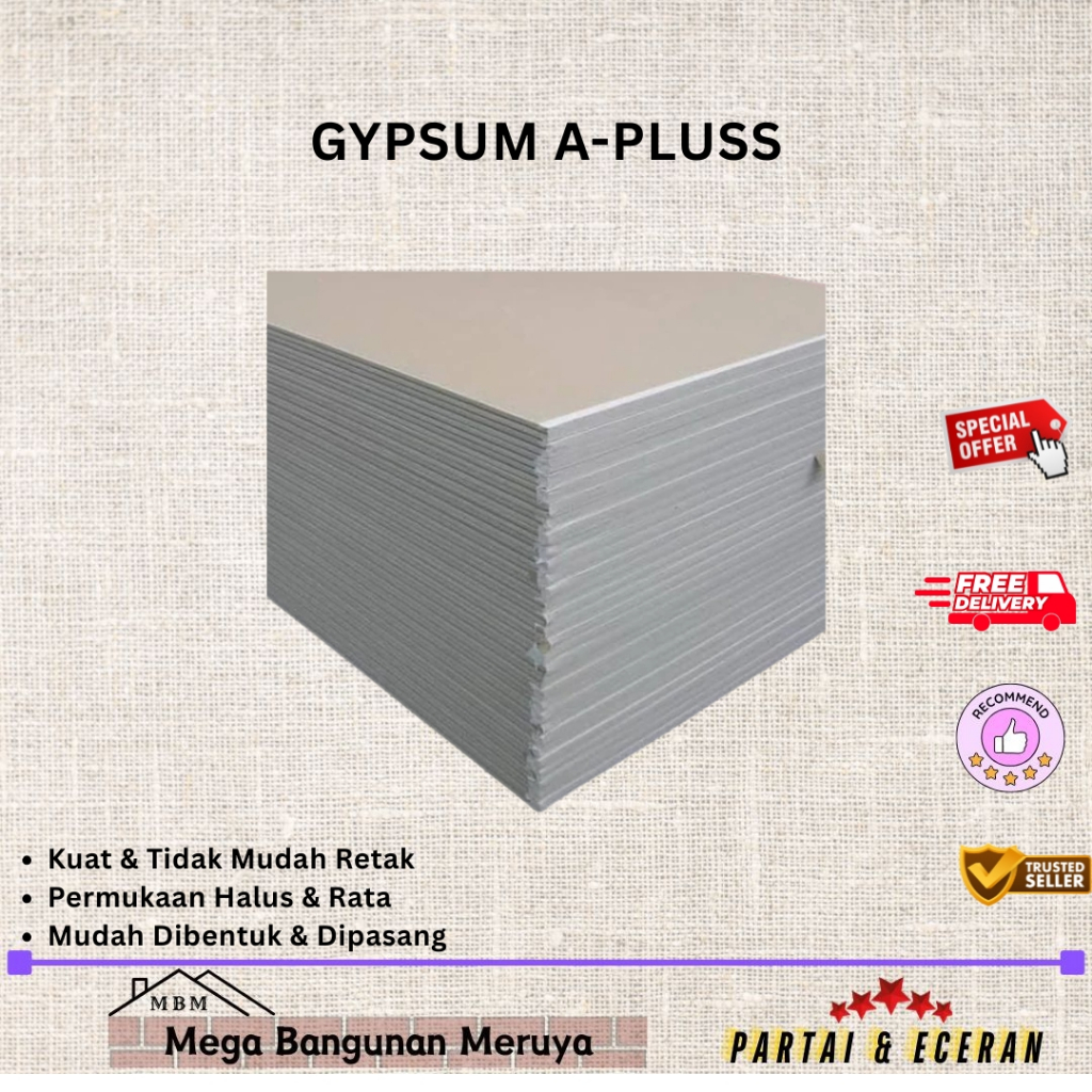 Jual Aplus Gypsum 1200 X 2400 X 9 mm | Shopee Indonesia