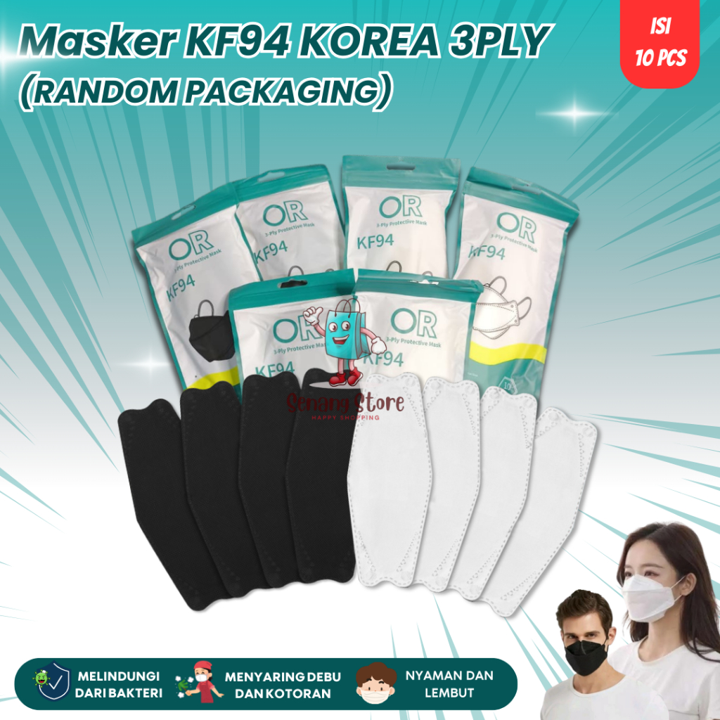 Jual Masker KF94 Isi 10 PCS Korea Pack Premium Hitam Putih Abu 3 PLY ...