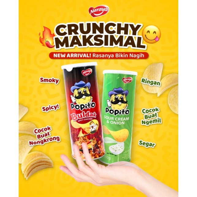 Jual Naraya Popito Buldak Spicy Chicken / Sour Cream Onion Potato Chips ...