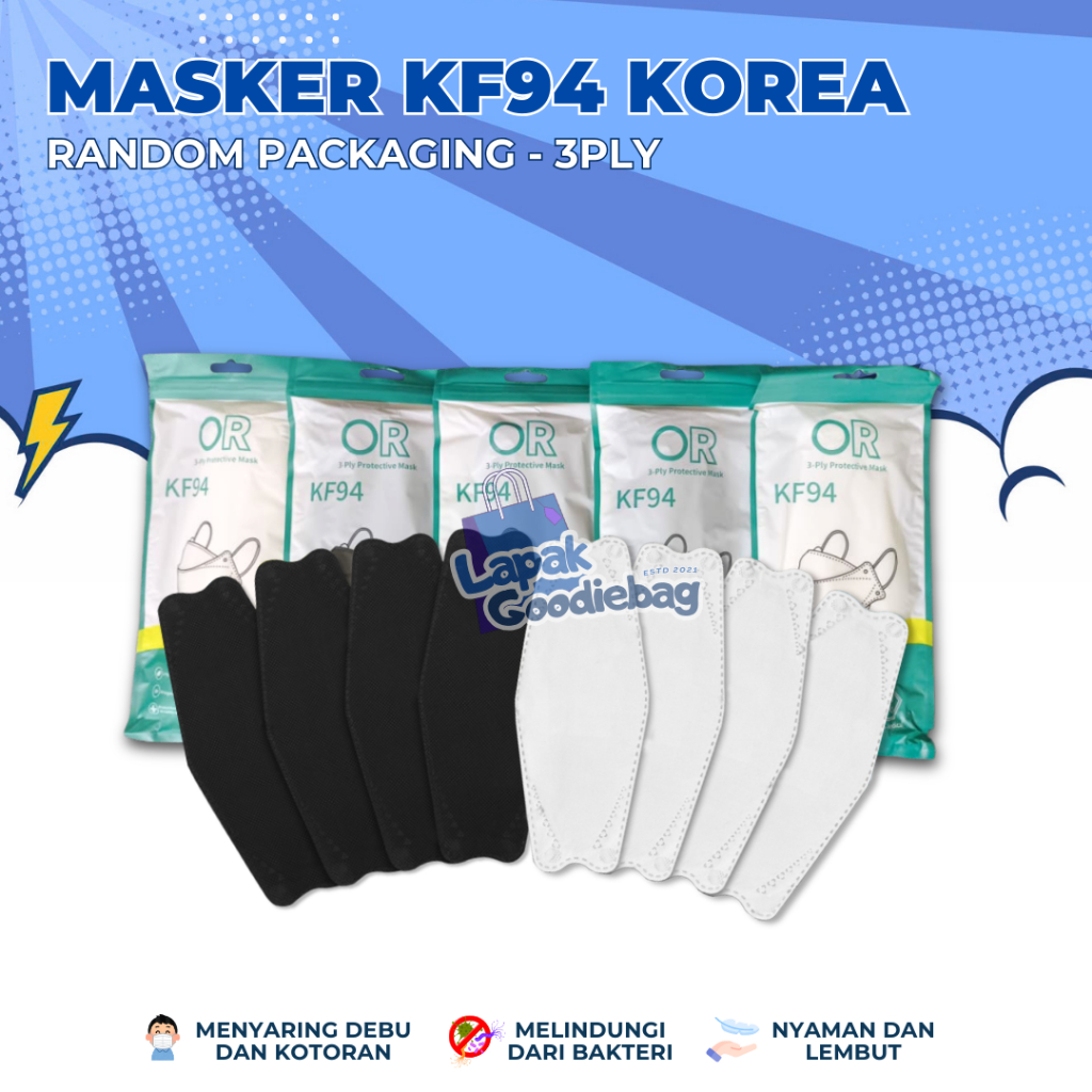 Jual Masker KF94 Isi 10PCS Hitam Putih Abu Korea Pack Premium 3 PLY KF ...