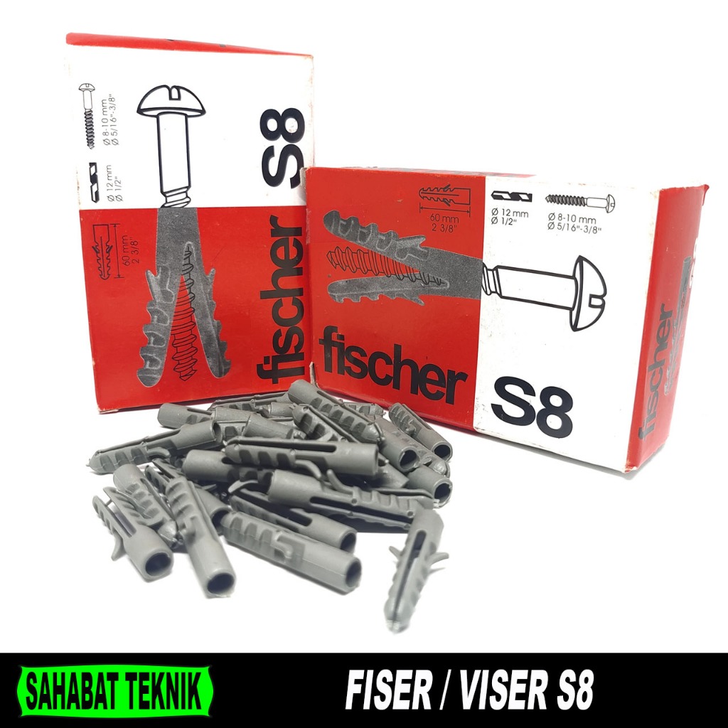 Jual FISER S8 Skrup VISER S-8 Baut Sekrup LUBANG DINDING isi 100 PCS ...