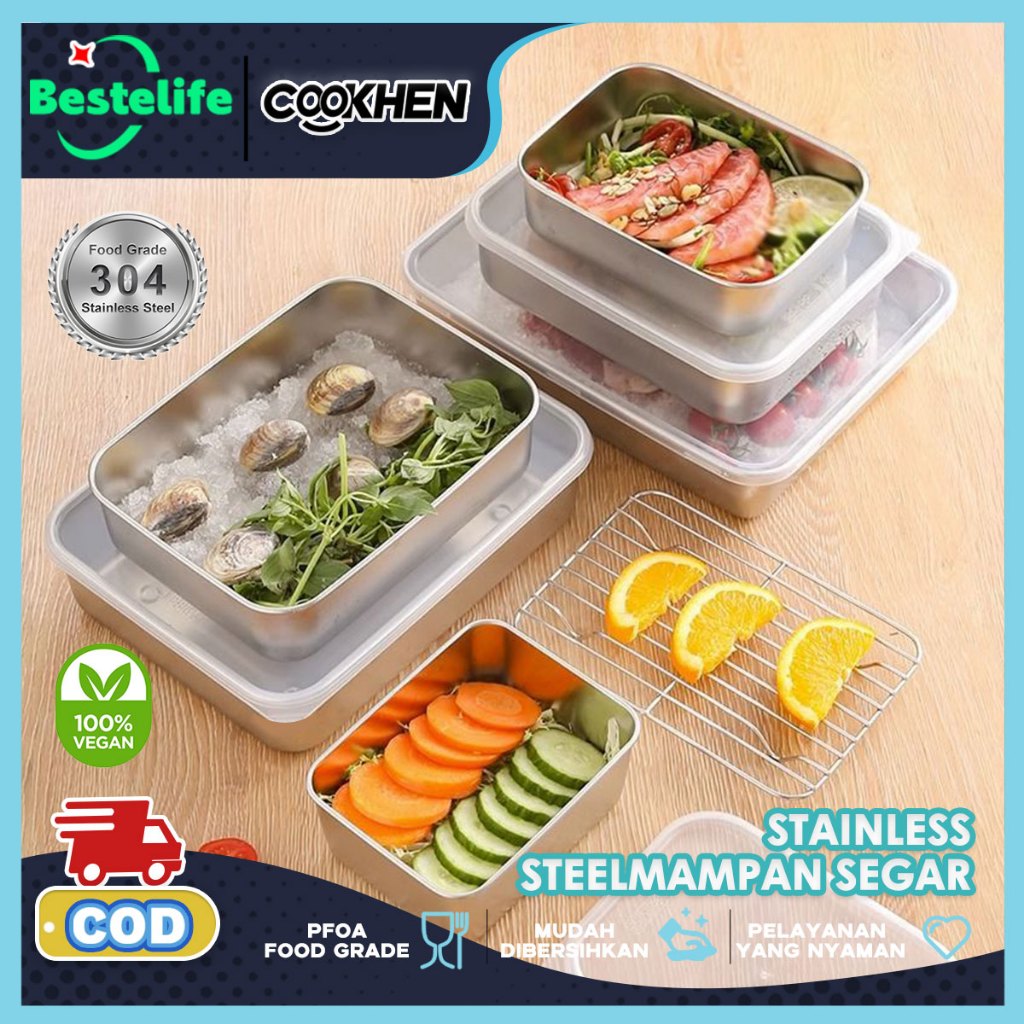 Jual 【COD】Cookhen Food Container Stainless Wadah Stainless Sayur Kotak ...