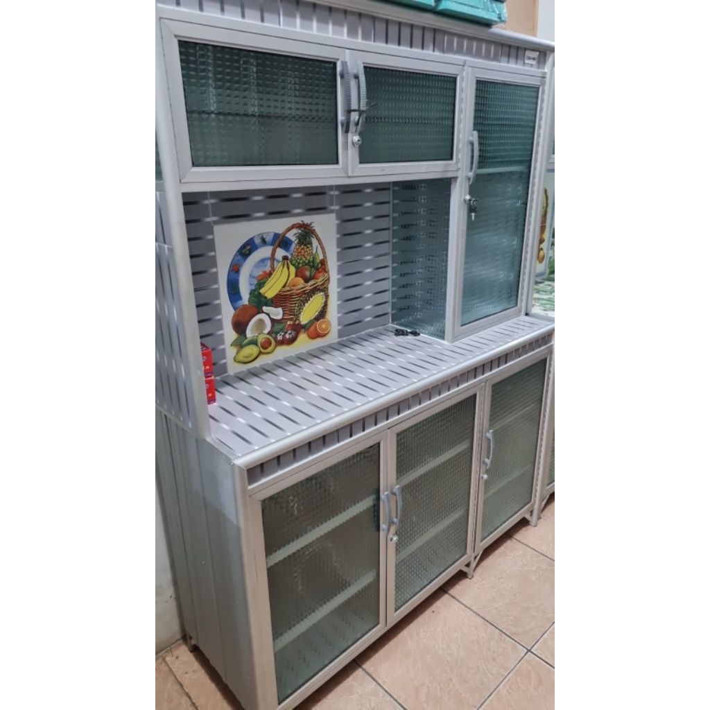 Jual LEMARI PIRING ALUMINIUM 5 KERAMIK, 3 PINTU, RAK PIRING | Shopee ...