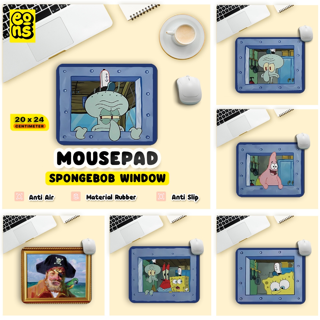 Jual Mousepad Spongebob Window Lucu 20x24 cm – Alas Mouse Gaming Anti ...