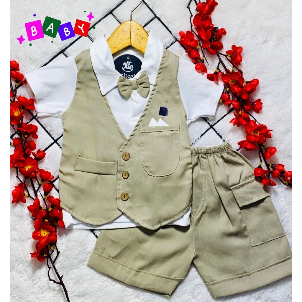 Jual Setelan baju rompi bayi laki laki motif ROMPI TUXEDO-BRANDED, usia ...