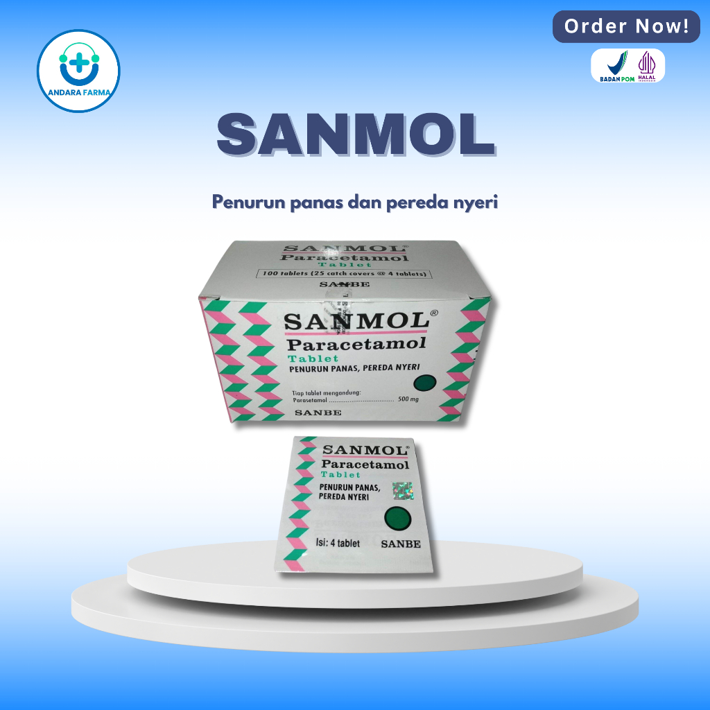 Jual SANMOL | Paracetamol Tablet, 1 Strip isi 4 Tablet | Shopee Indonesia