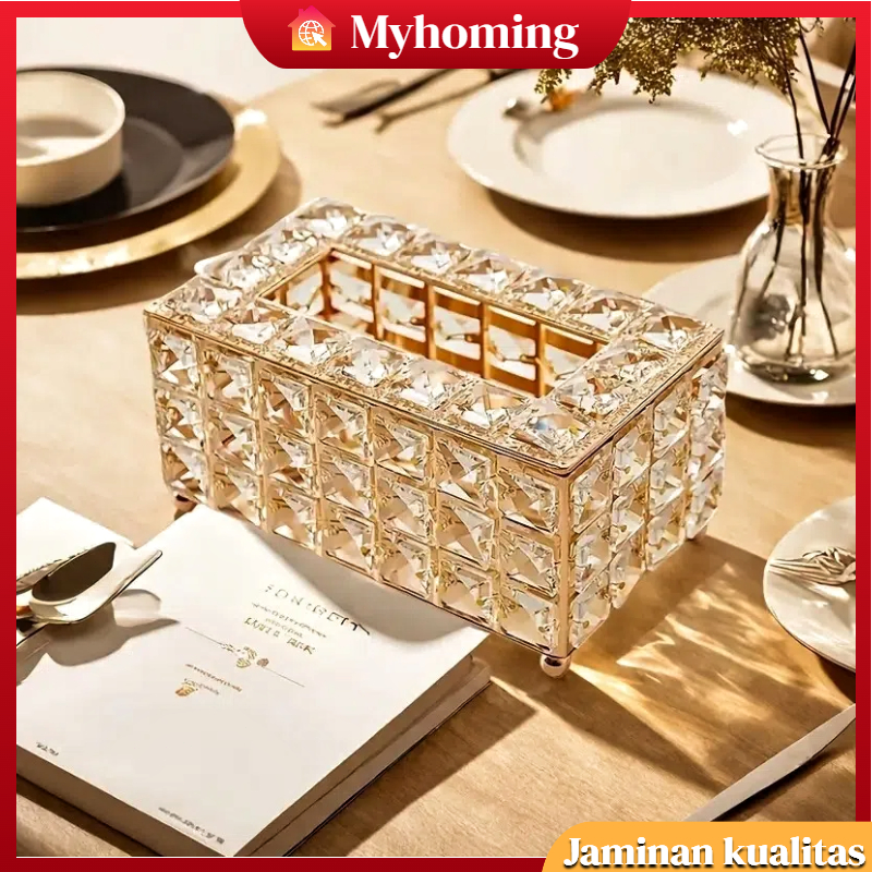 Jual Harga Minimum COD Tempat Tisu Swarovski Emas Cantik Kriystal Gold ...