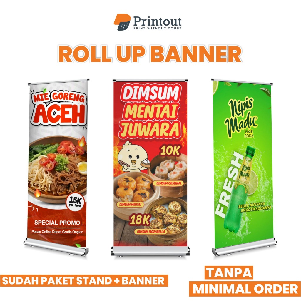 Jual Printout Roll Up Banner | Print Roll Banner + Standing Alumunium ...