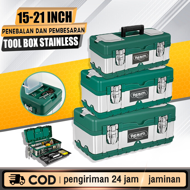 Jual Tool Box 15-21 inch Besi Baja Kotak Perkakas Material Stainless ...