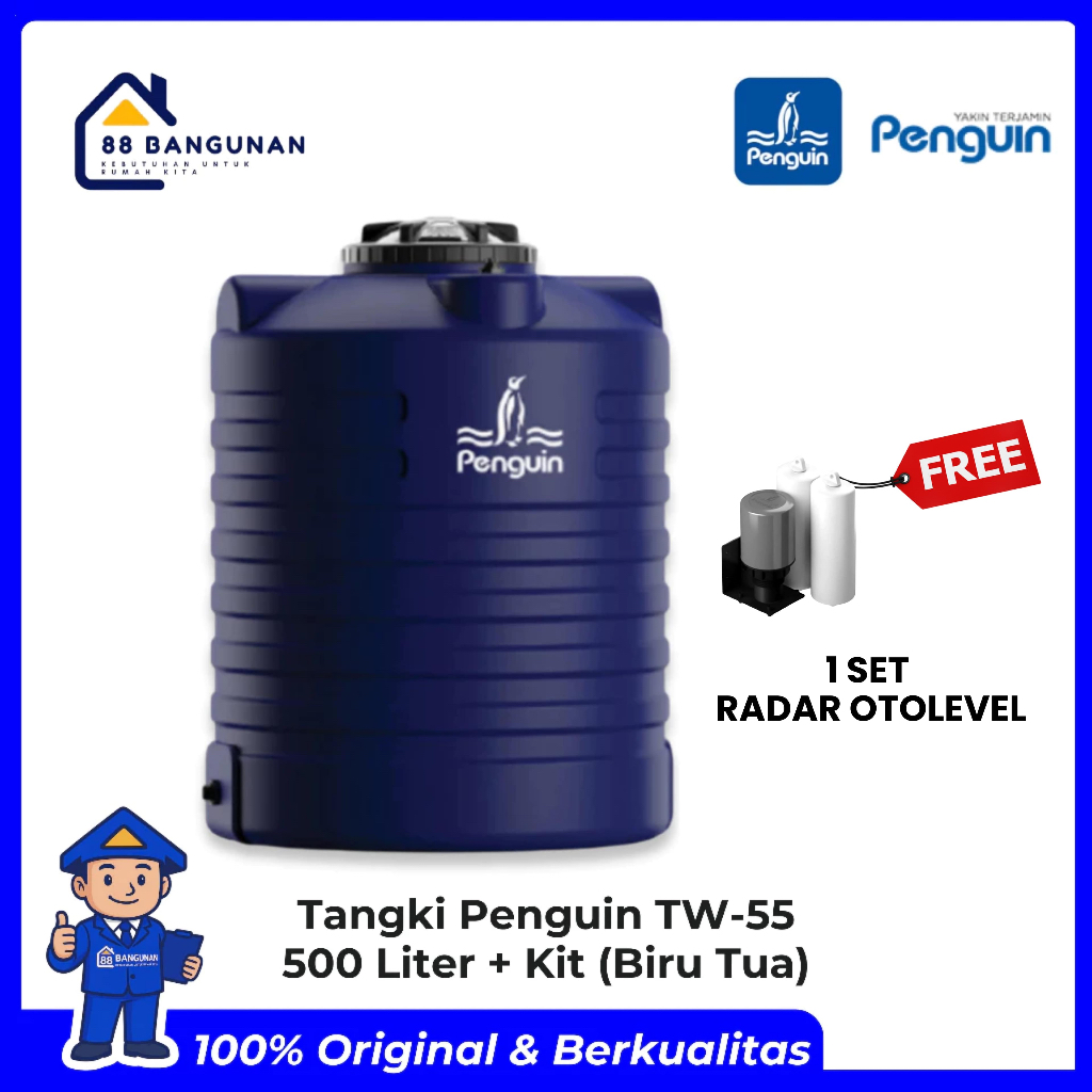 Jual Penguin Tangki Tandon Toren Air Blow Tank Set TW-55 500 Liter Biru ...