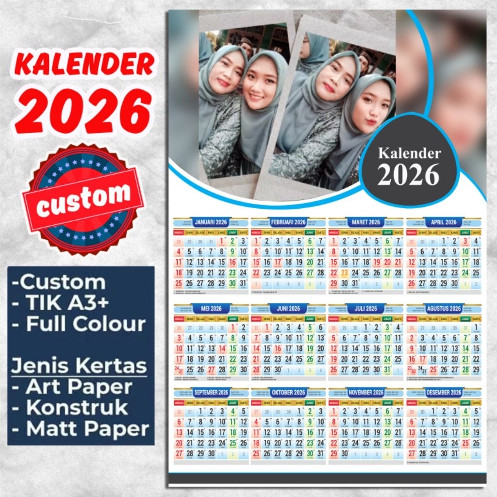 Jual Cerak Print Kalender Foto Tahun 2026 Untuk Satuan Custom Free ...