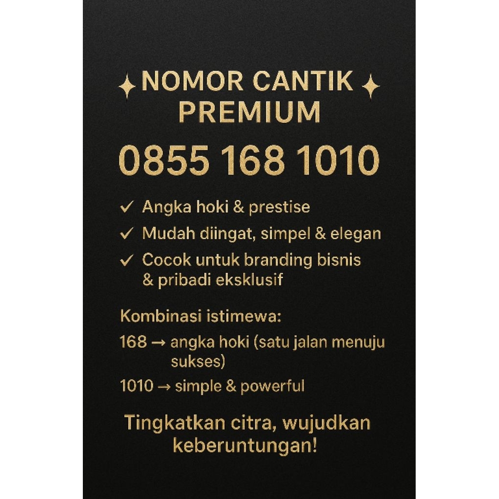 Jual Nomor Cantik Premium Exsclusive 168 Limited Edition Kartu Perdana ...