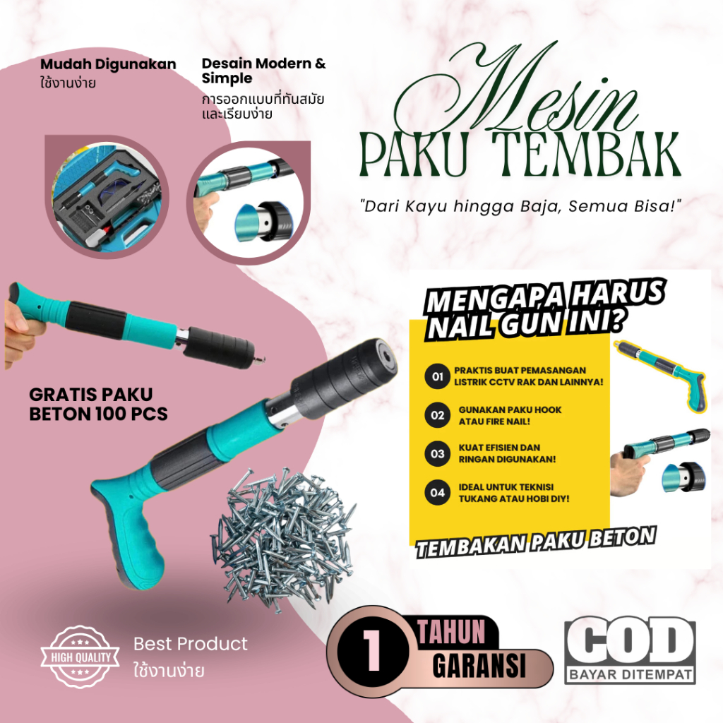 Jual Alat Mesin Paku Tembak Kayu Beton Baja dan Besi Baterai Listrik ...
