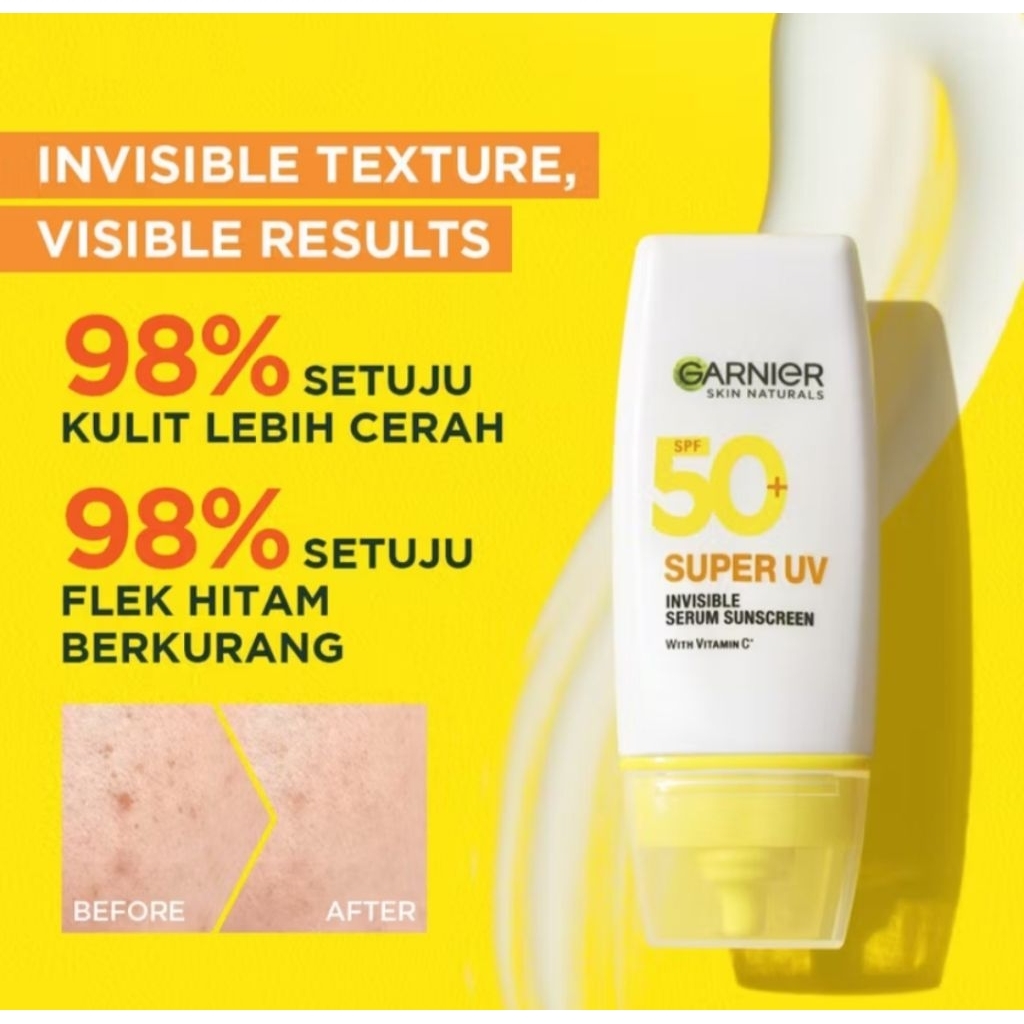 Jual Garnier Super UV Invisible Serum Sunscreen SPF 50+ PA++++ Vitamin ...