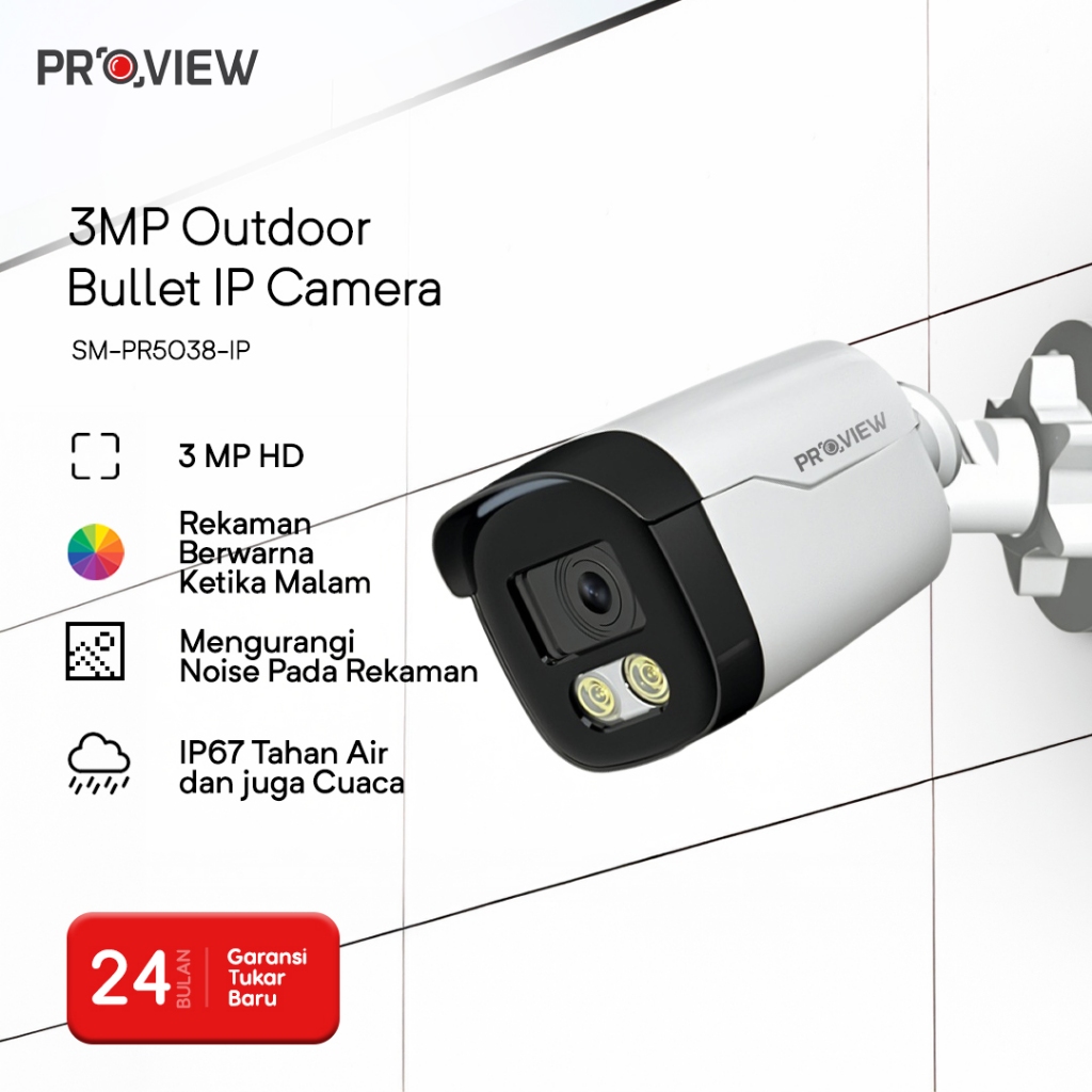 Jual PROVIEW CCTV IP Cam Outdoor SM-PR5038-IP 3MP 1080p FHD IP67 Color ...