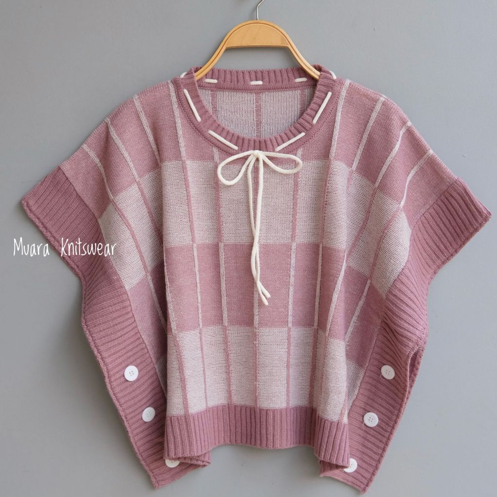 Jual MUARA KNITSWEAR VEST ROMPI RAJUT MOTIF KOTAK KOTAK KANCING SAMPING ...