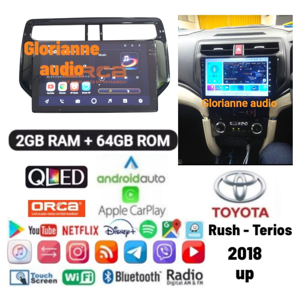 Jual Paket Head Unit Android Orca QLED RAM 2GB/64GB Toyota Rush ...
