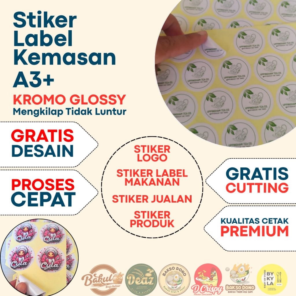 Jual STIKER LABEL KEMASAN A3+ Kromo Glossy (Stiker Logo, Stiker Produk ...