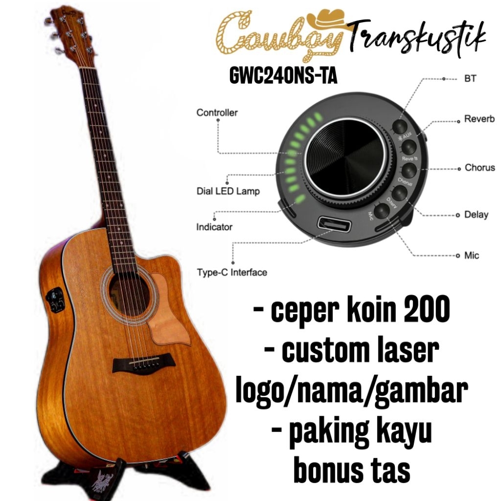 Jual Gitar Original Cowboy Dluxe Transkustik All series kayu setara ...