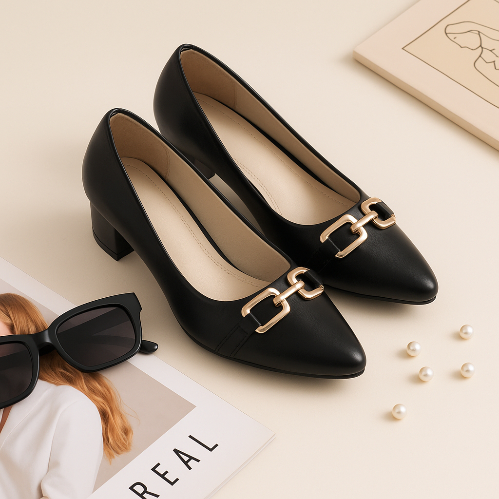 Jual Sepatu Heels Wanita Hak 5 cm Warna Hitam - Sepatu Wanita | Shopee ...