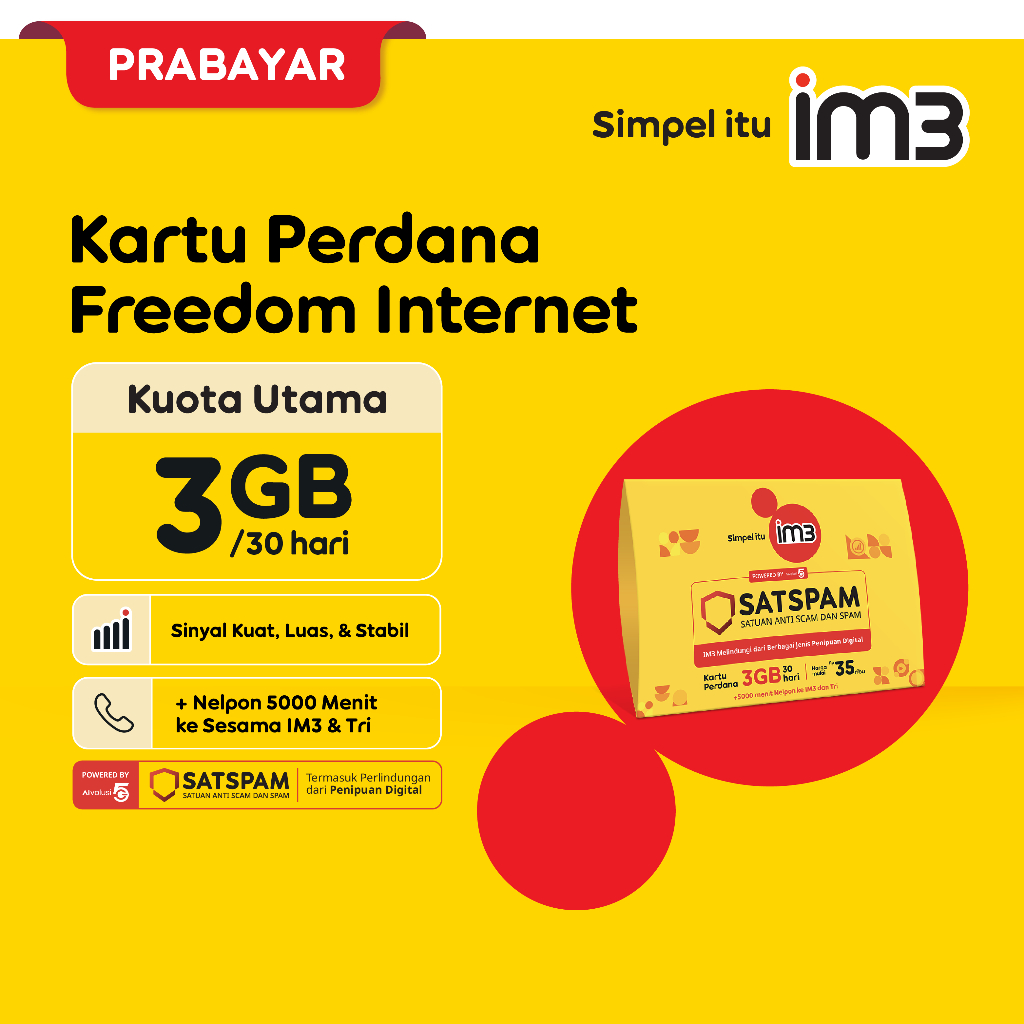 Jual Kartu Perdana IM3 Freedom Internet 3GB | Shopee Indonesia