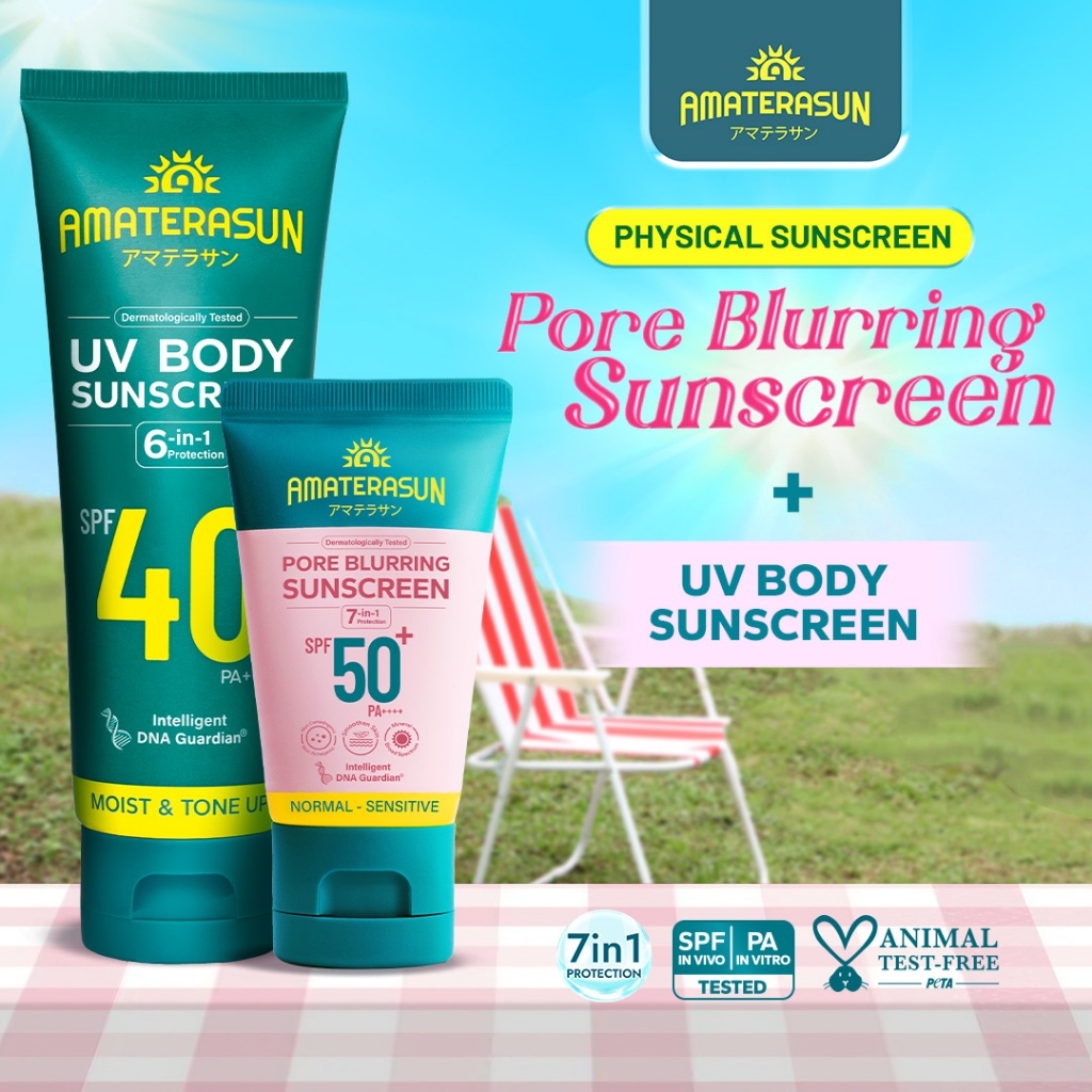 Jual [BARU] Bundle Amaterasun Physical Pore Blurring Sunscreen SPF 50+ PA++++ & Amaterasun UV ...