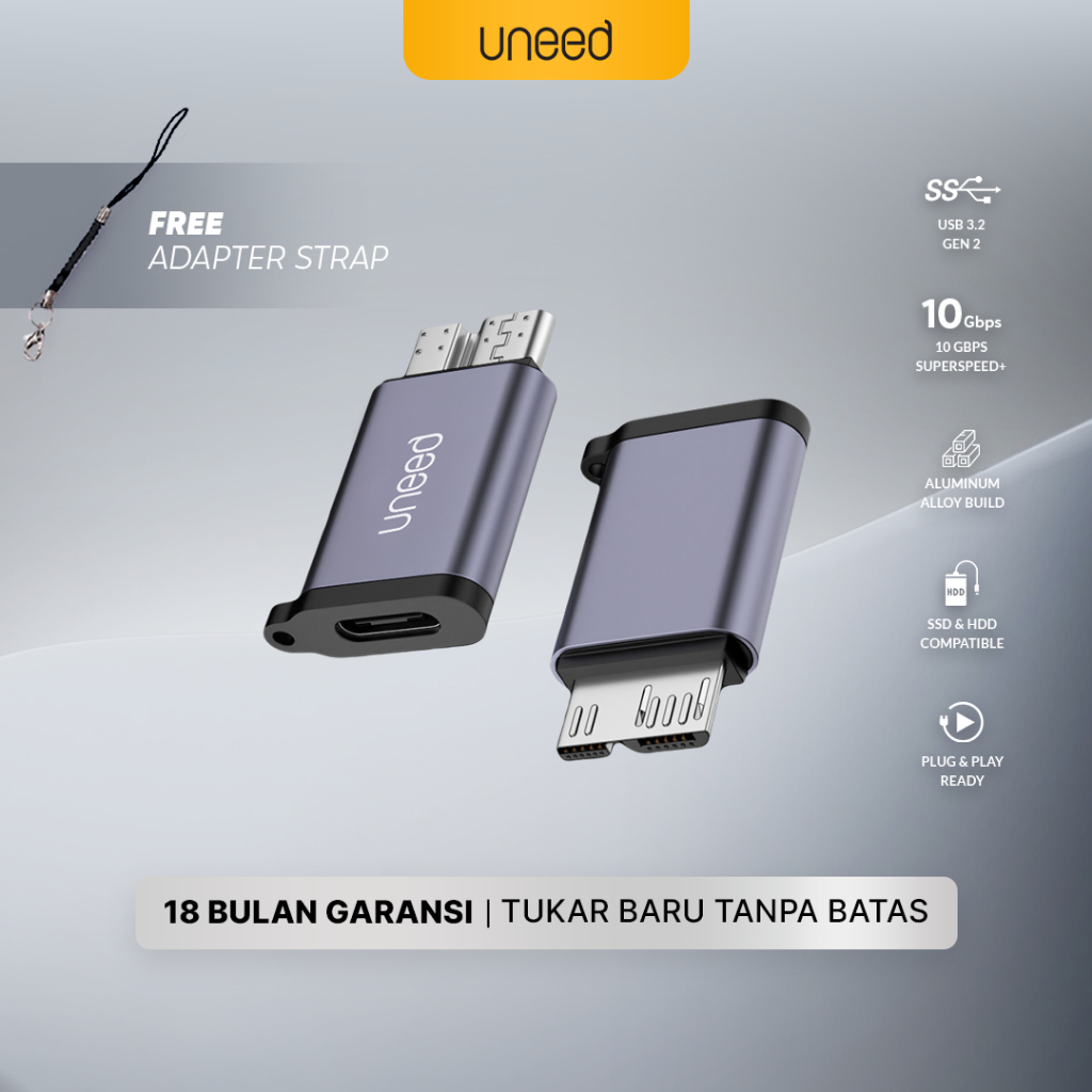 Jual UNEED OTG Adapter Type C to Micro B USB 3.2 10Gbps for Harddisk HDD SSD Eksternal ...