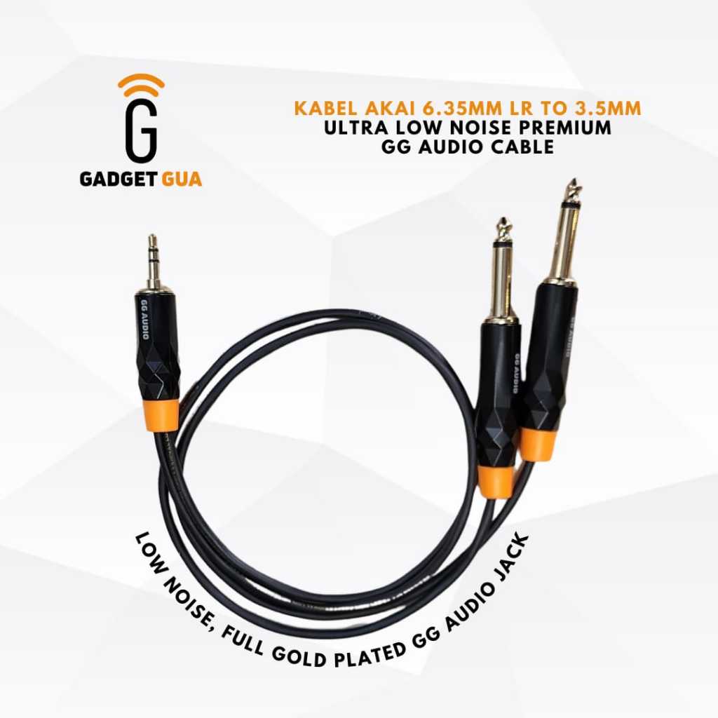 Jual Kabel Audio AUX Jack 6.35mm Mono Left Right to TRS 3.5mm Stereo ...