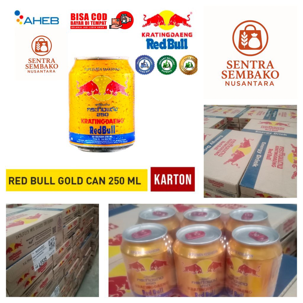 Jual Red Bull Gold Can 250ml – 1 Karton Isi 24 Kaleng Minuman Energi ...
