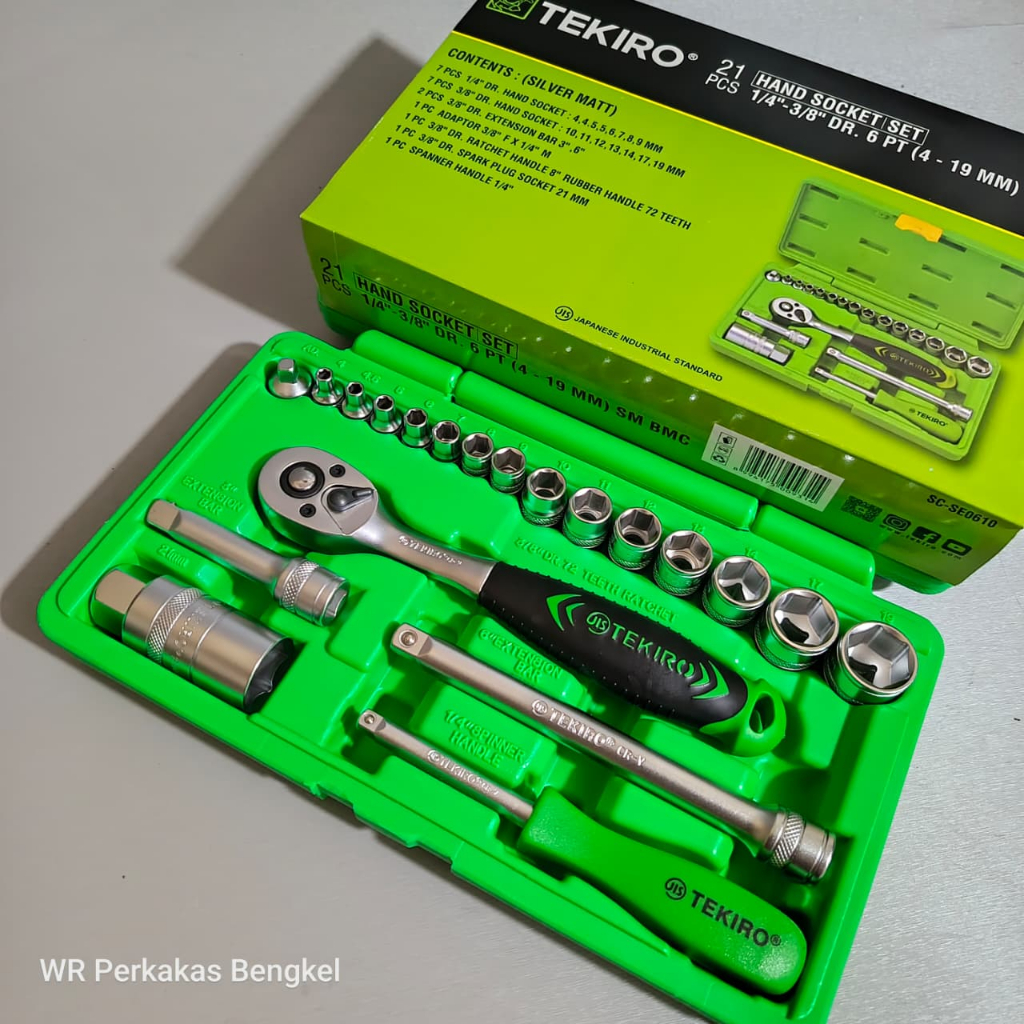 Jual Kunci Sok Set Tekiro 21 Pcs Socket Wrench 1/4"- 3/8" 6 Pt ( 4-19 ...